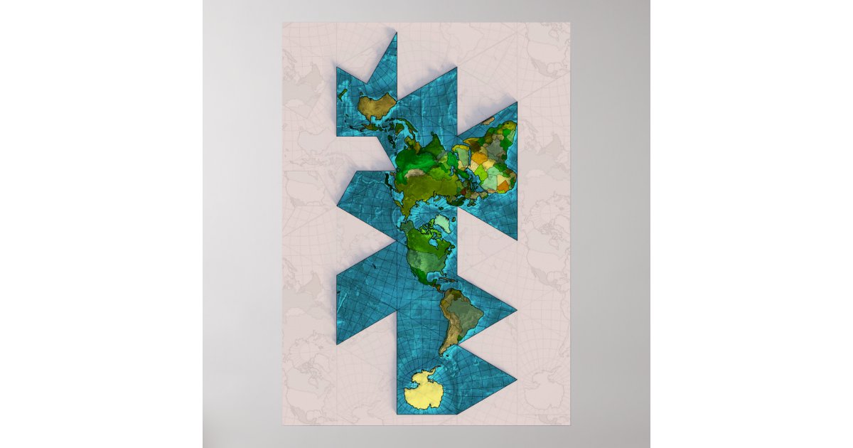Dymaxion World map Poster | Zazzle