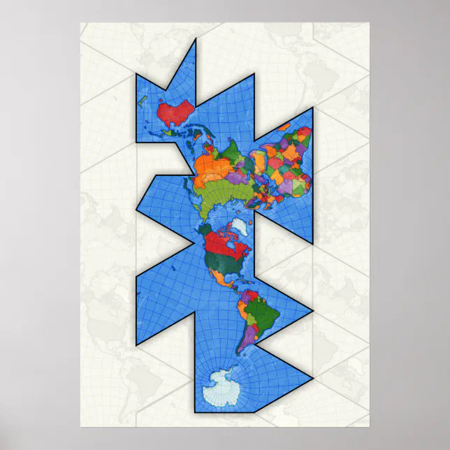 Dymaxion World map Poster | Zazzle