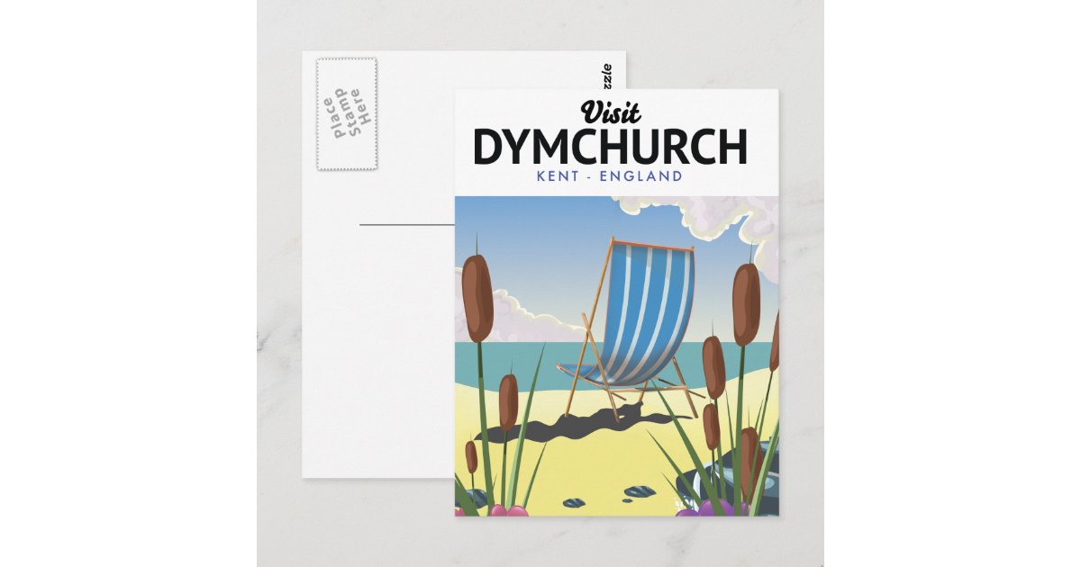 Dymchurch Kent seaside travel poster Postcard | Zazzle