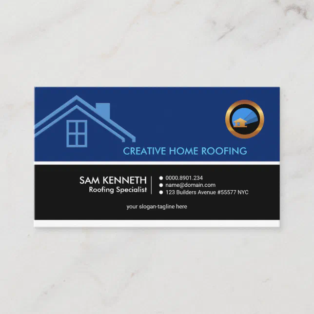 Dynamic Concise Retro Column Roofing Specialist Business Card | Zazzle