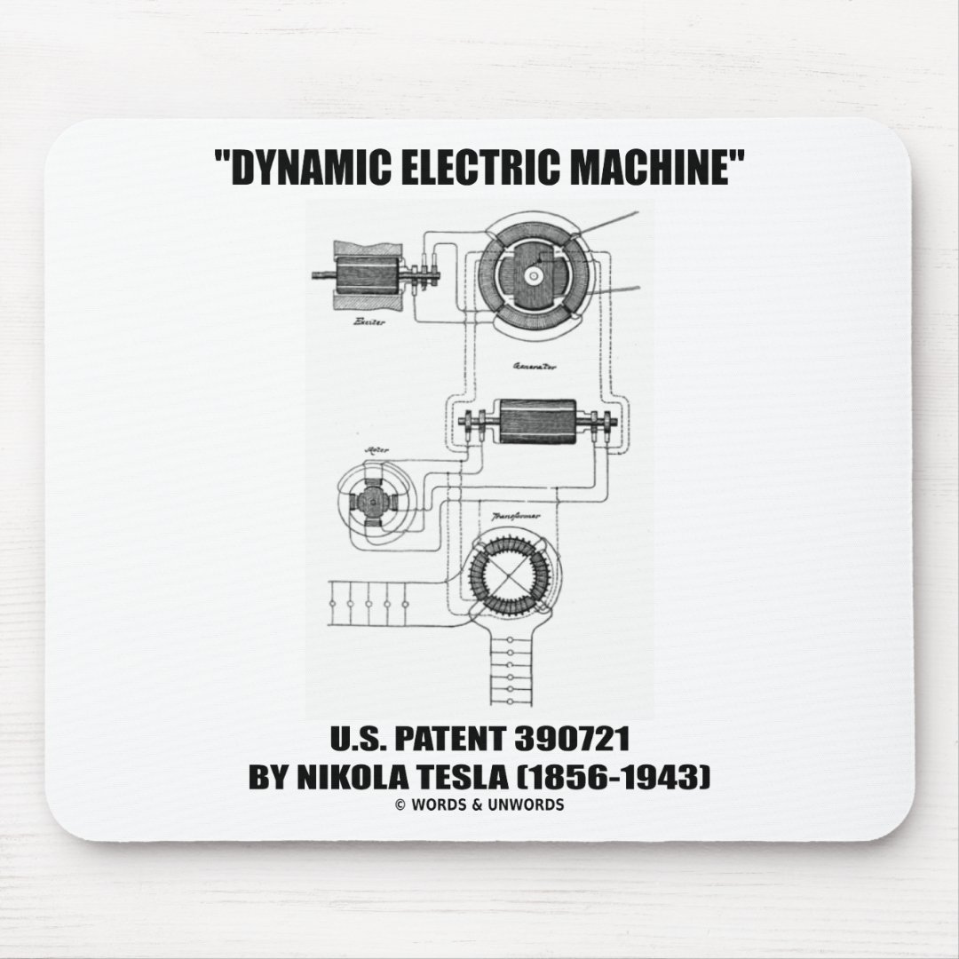 Dynamic Electric Machine US Patent 390721 By Tesla Mouse Pad | Zazzle