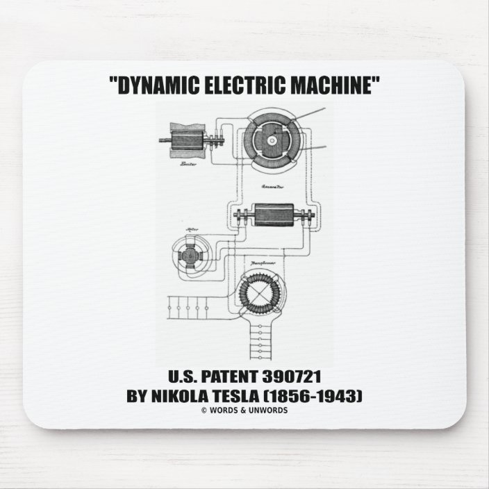 Dynamic Electric Machine US Patent 390721 By Tesla Mouse Pad | Zazzle