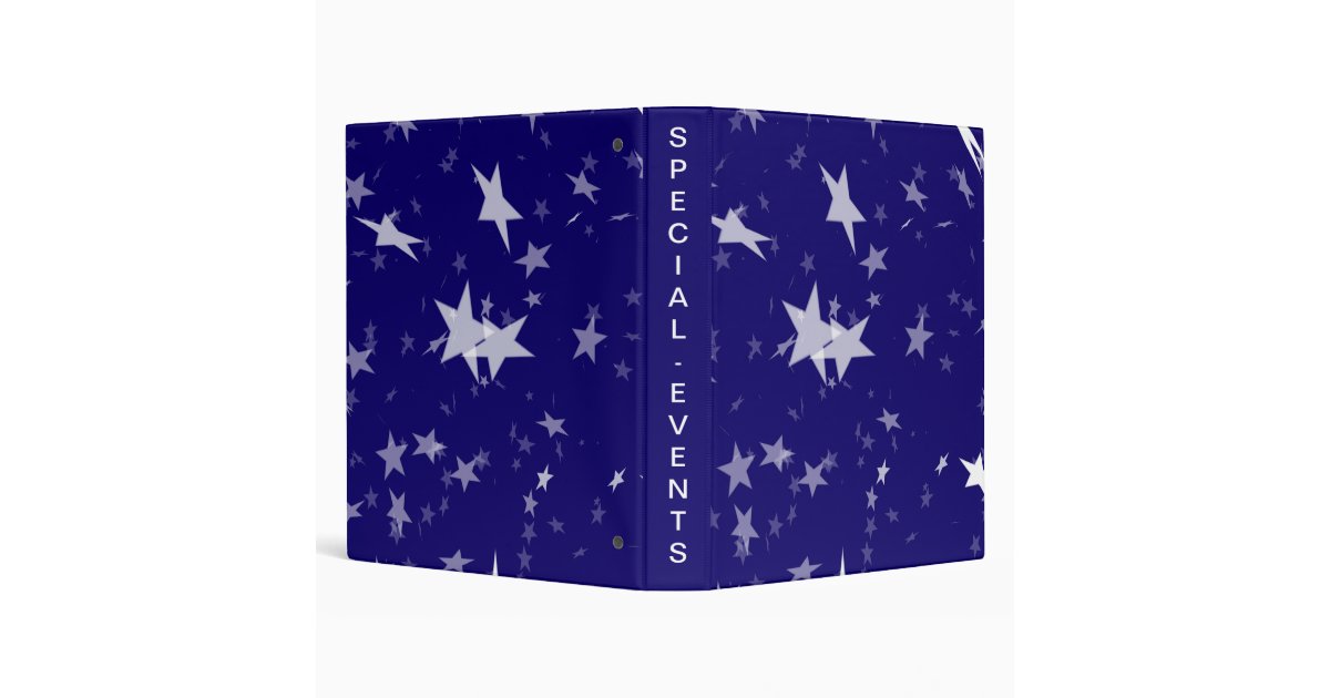 Dynamic Starfield: White Stars on Blue Background Binder | Zazzle