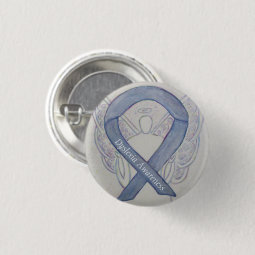 Dyslexia Silver Awareness Ribbon Angel Custom Pins | Zazzle