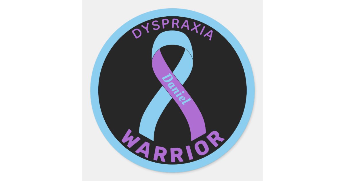Dyspraxia Warrior Ribbon Black Round Sticker | Zazzle