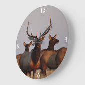 E66 Bull Elk and Cows Large Clock | Zazzle