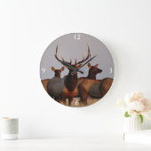 E66 Bull Elk and Cows Large Clock | Zazzle