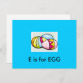 "E" is for Egg Alphabet Flashcard Postcard | Zazzle