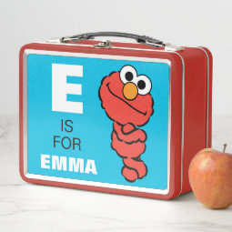 E is for Elmo | Add Your Name Metal Lunch Box | Zazzle
