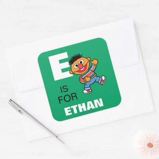 E is for Ernie | Add Your Name Square Sticker | Zazzle