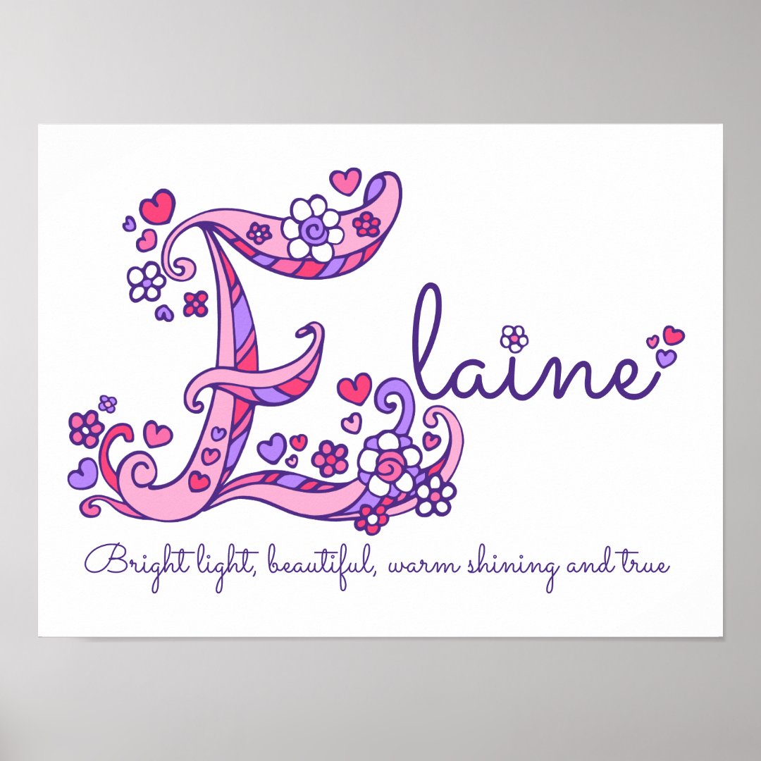 E monogram art Elaine girls name meaning poster | Zazzle