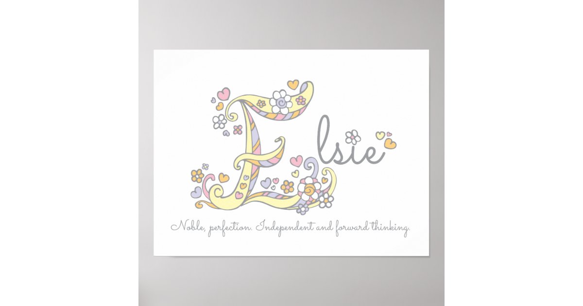 E monogram art Elsie girls name meaning poster | Zazzle