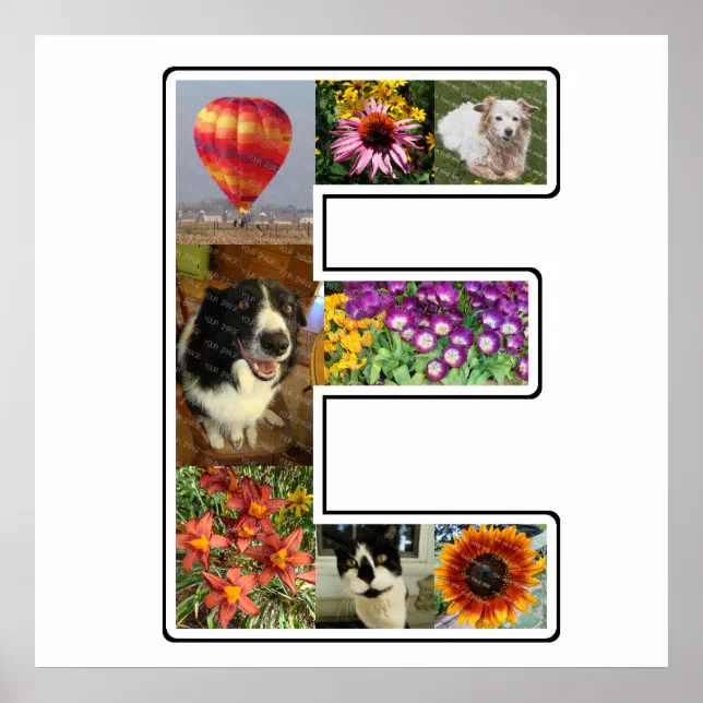 E Monogram Create Your Own 8 Custom Photo Collage Poster | Zazzle
