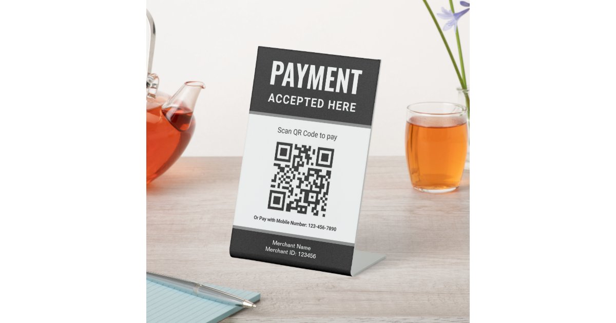 e-Wallet Scan to Pay QR Code Payment Tabletop Sign | Zazzle