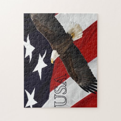 Eagle and American Flag USA Jigsaw Puzzle | Zazzle