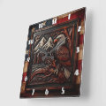 Eagle Carving With Mountain Backdrop Square Wall Clock | Zazzle