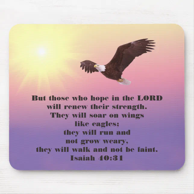 Eagle Christian Bible Verse Soar on Wings Mouse Pad | Zazzle