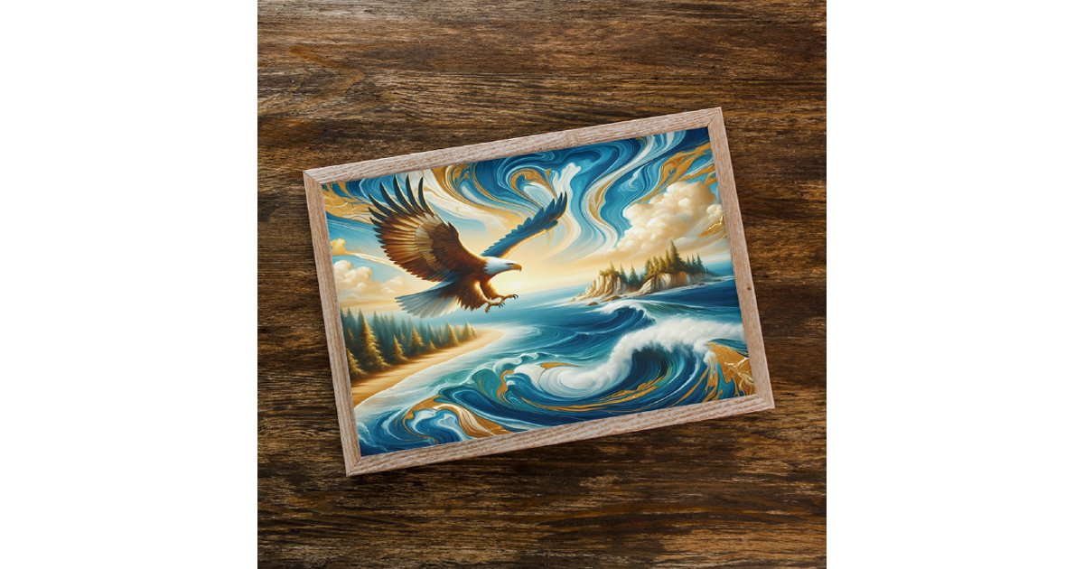 Eagle Flying Over Water Poster | Zazzle