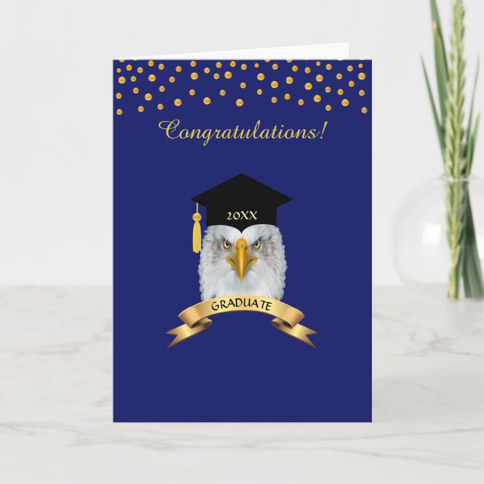 Eagle graduation congratulations on golden & blue card | Zazzle.com