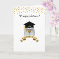 Eagle graduation congratulations on golden & white card | Zazzle