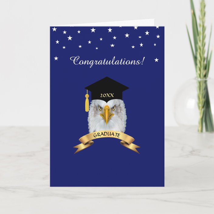 Eagle Graduation Congratulations & stars on blue Card | Zazzle.com