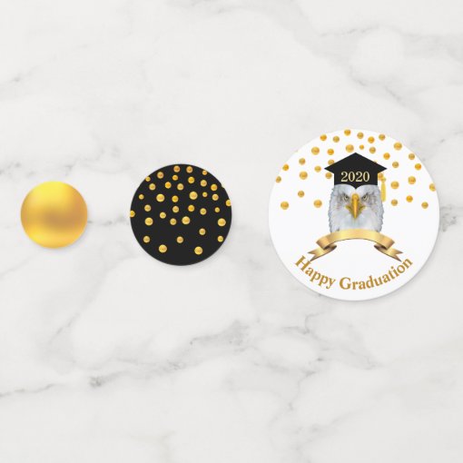 Eagle Graduation in Black & Gold Table Confetti | Zazzle