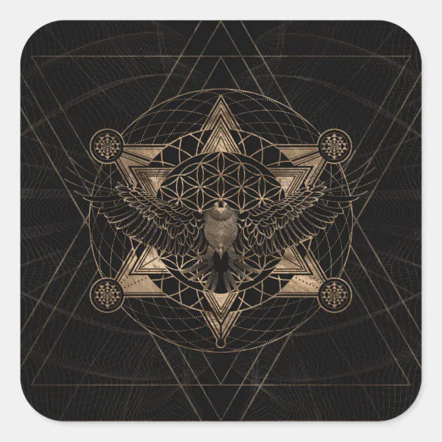 Eagle in Sacred Geometry Composition Square Sticker | Zazzle