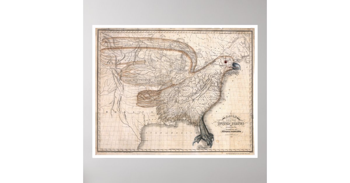 Eagle United States Map 1832 Poster | Zazzle