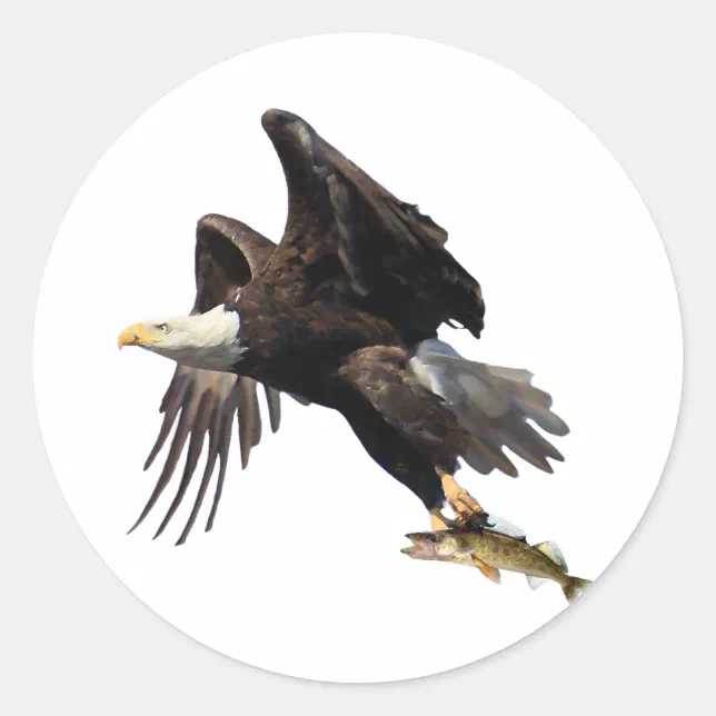 Eagle with Fish Classic Round Sticker | Zazzle
