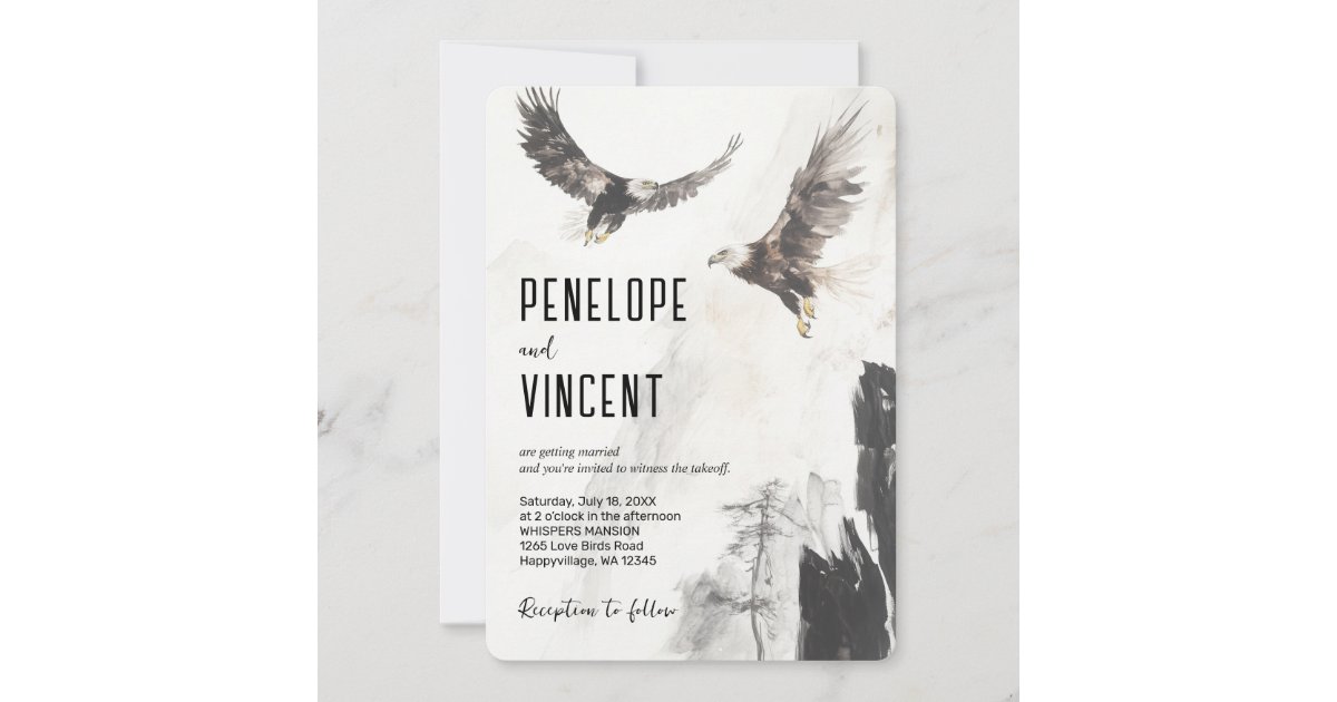 Eagles Flight 2 watercolor art Invitation | Zazzle
