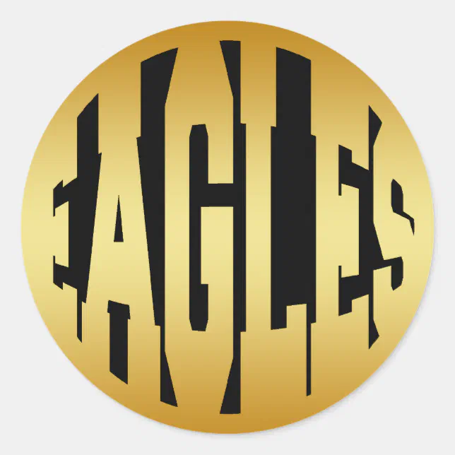 EAGLES - GOLD CLASSIC ROUND STICKER | Zazzle