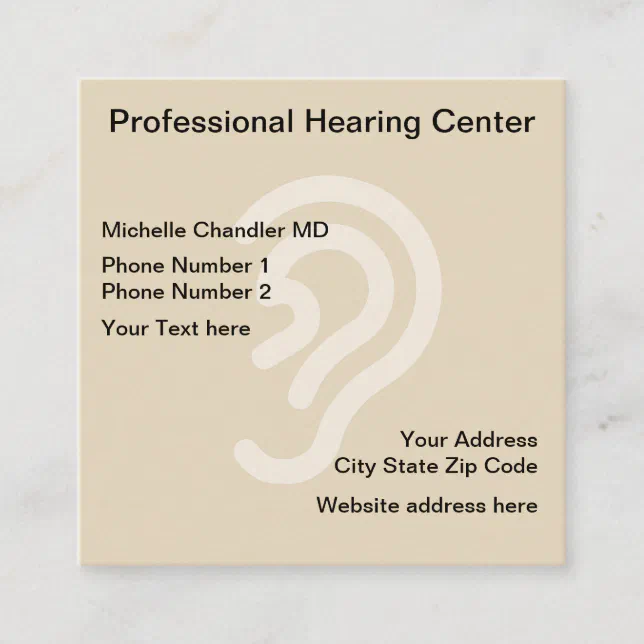 Ear Doctor Hearing Center Square Business Card | Zazzle