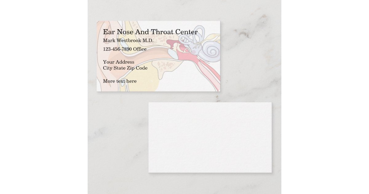 Ear Nose And Throat Doctor Ent Background Business Card | Zazzle