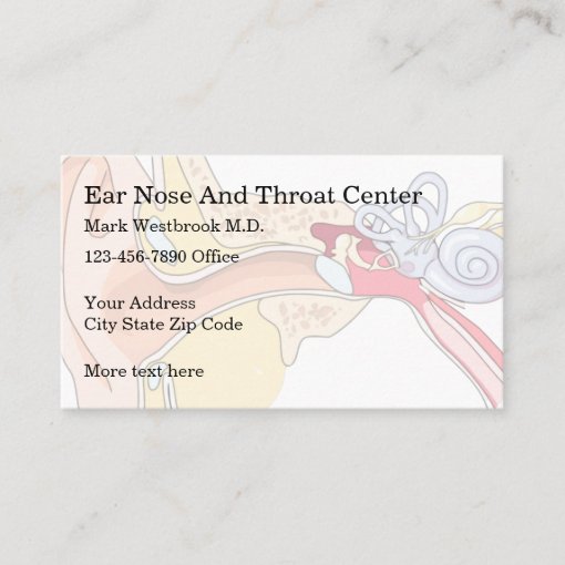 Ear Nose And Throat Doctor Ent Background Business Card | Zazzle