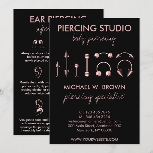 Ear Piercing Care Aftercare Tips Instructions Thank You Card | Zazzle