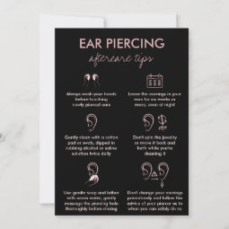 Ear Piercing Care Aftercare Tips Instructions Thank You Card | Zazzle