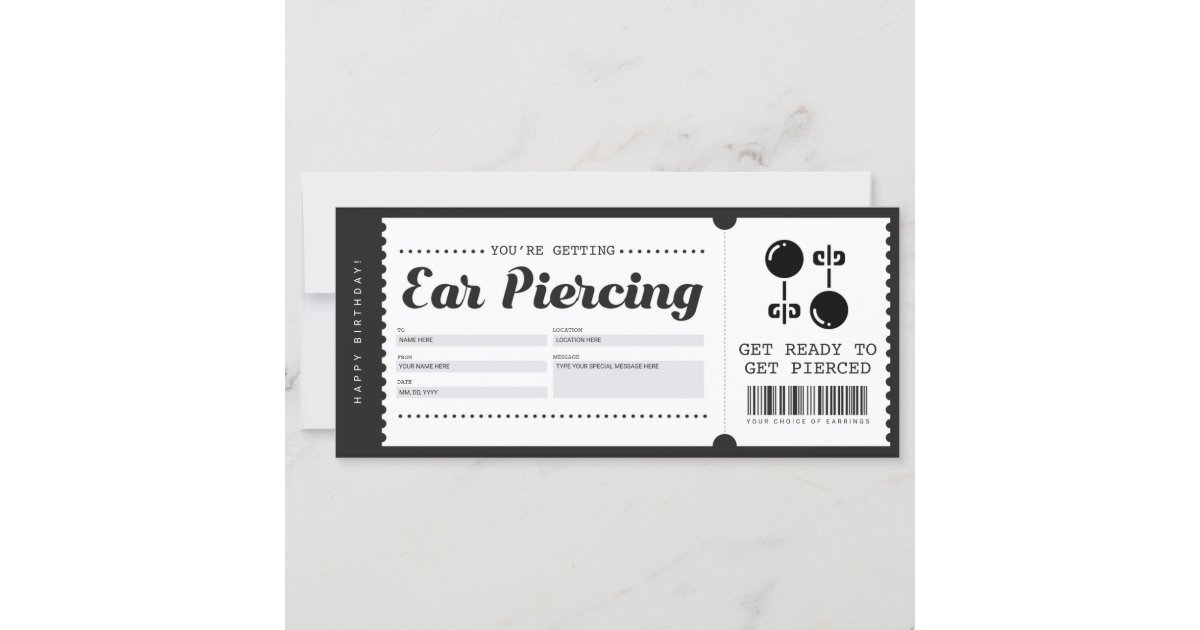 Ear Piercing Gift Voucher Certificate | Zazzle