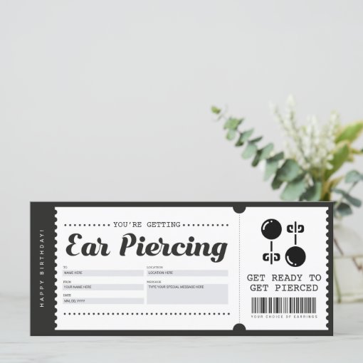 Ear Piercing Gift Voucher Certificate | Zazzle