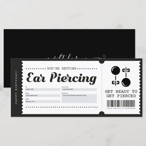 Ear Piercing Gift Voucher Certificate | Zazzle