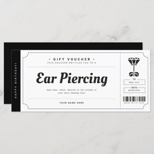 Ear Piercing Gift Voucher Certificate | Zazzle