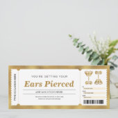 Ear Piercing Gold Gift Certificate Voucher Invitation | Zazzle