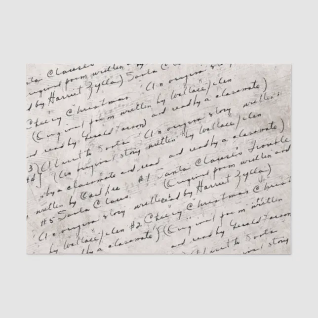Early 1900s Heartwarming Music Teacher Notes Santa Tissue Paper | Zazzle