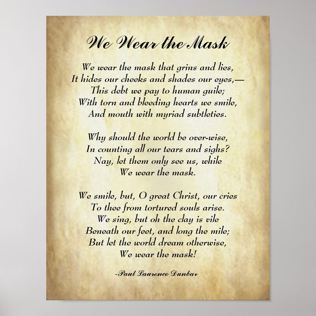 Early African American Poetry We Wear the Mask Poster | Zazzle