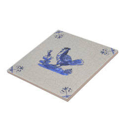 Early Blue Delft Handpainted Hen Antique Repro Ceramic Tile | Zazzle