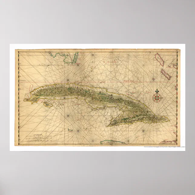 Early Island Of Cuba Map 1639 Poster | Zazzle