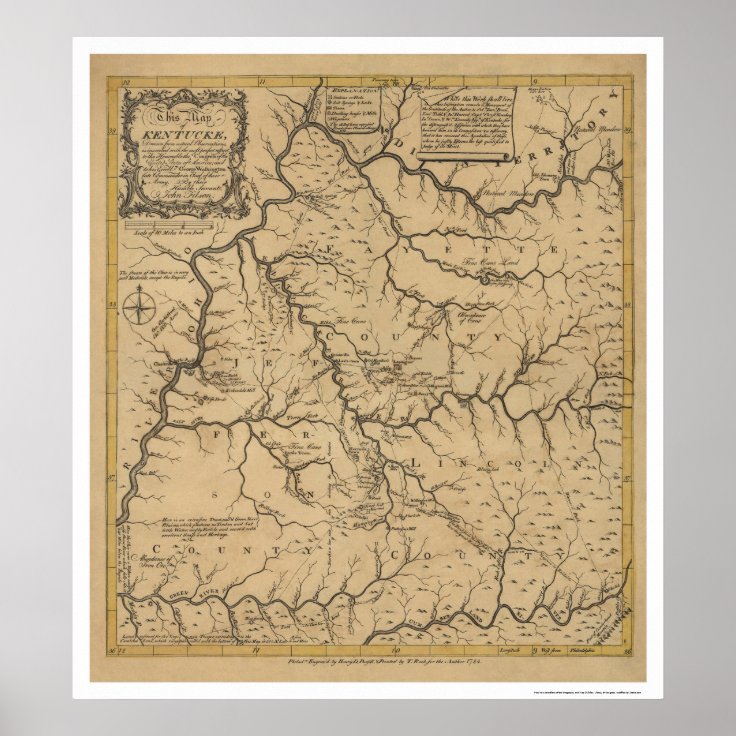 Early Kentucky Map - 1784 Poster | Zazzle
