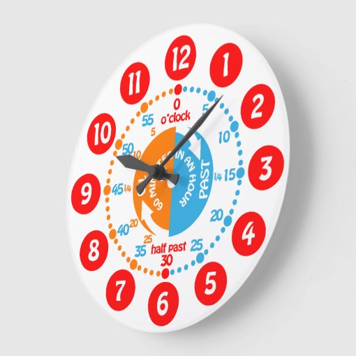 Early learning learn to tell time wall clock | Zazzle