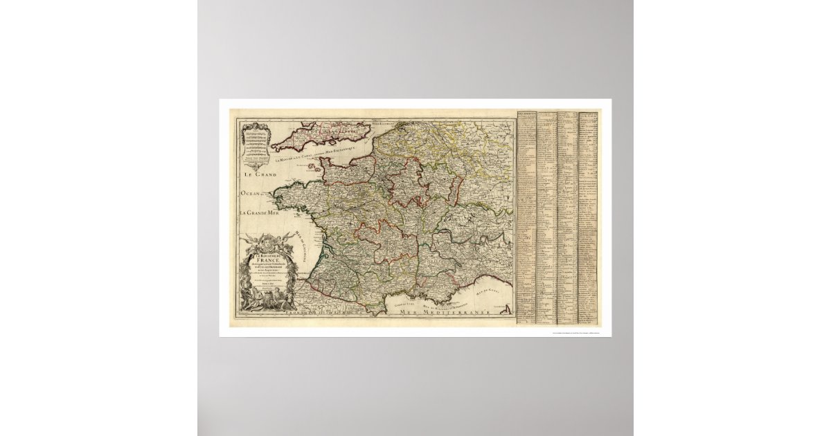 Early Map Of France 1700 Poster | Zazzle