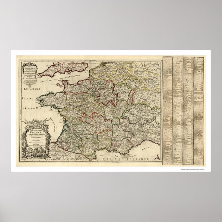 Early Map Of France 1700 Poster | Zazzle