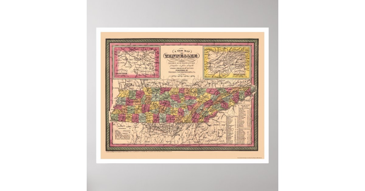 Early Map Of Tennessee 1850 Poster | Zazzle